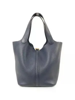 Hermès 2023 Mm Picotin Leather Tote Bag - Blue
