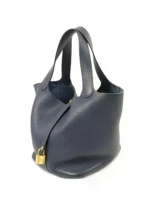 Hermès 2023 Mm Picotin Leather Tote Bag - Blue