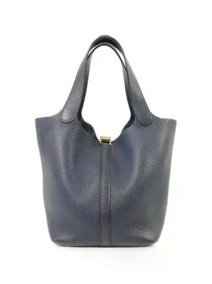 Hermès 2023 Mm Picotin Leather Tote Bag - Blue