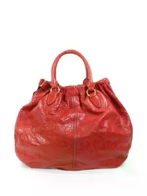 Miu Miu Two-way Leather Tote Bag - Red