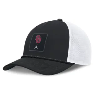 JORDAN Oklahoma Sideline Gameday Rope Brand College Trucker Adjustable Hat - Black