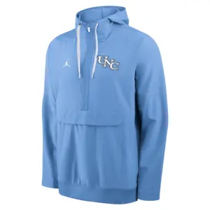 JORDAN North Carolina Sideline Anorak Brand College 1/2-zip Hooded Jacket - Blue