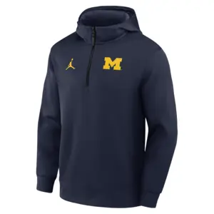 JORDAN Brand Michigan Wolverines Dri-fit 1/4-zip Hoodie - Blue