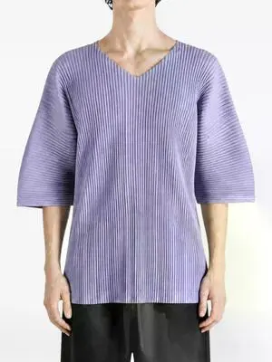 Issey Miyake Pleated V-neck T-shirt