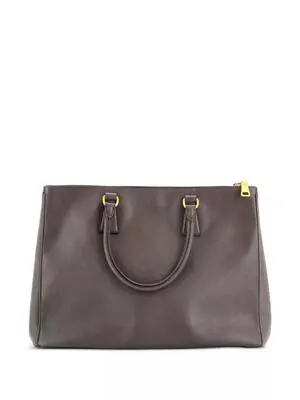 Prada Lux Saffiano Leather Double Zip Tote Bag - Grey