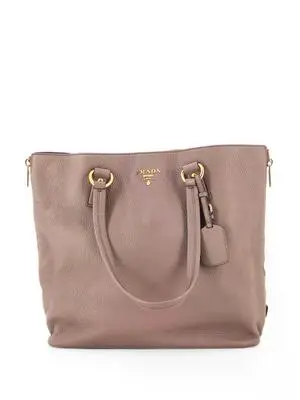 Prada Side Zip Shopper Vitello Daino Large Tote Bag - Neutrals