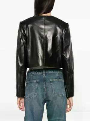 Brandon Maxwell Ryder Cropped Leather Jacket