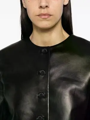 Brandon Maxwell Ryder Cropped Leather Jacket
