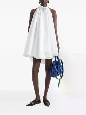Givenchy Tie-neck Pleated Mini Dress - White