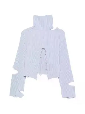HAIKURE Distressed Ribbed-knit Sweater