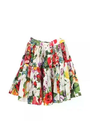 Dolce & Gabbana 2010s Floral-print Tiered Midi Skirt - White