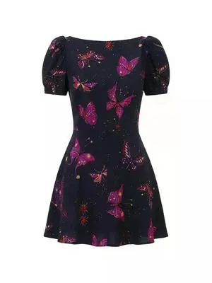Valentino Garavani Butterfly Print Puffed Sleeve Mini Dress