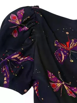 Valentino Garavani Butterfly Print Puffed Sleeve Mini Dress