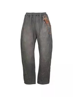 DOUBLET Trompe L’oeil Embroidery-detail Cotton Track Pants - Black