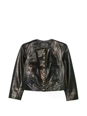 R13 Button-up Leather Jacket - Black
