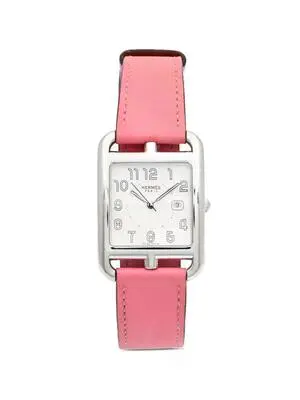Hermès Cape Cod 23mm Watch With Pink Calf Leather Strap - White