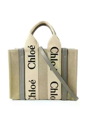 Chloé Chloé Vintage Woody Logo-Strap Tote Bag Neutrals