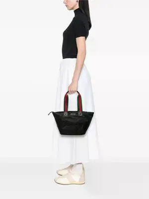 Gucci Gg Canvas Web Tote Bag - Black