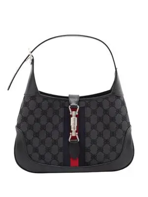 Gucci 2018-2026 Balenciaga The Hacker Project Small Gg Canvas Web Jackie 1961 Crossbody Bag - Black