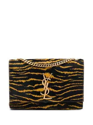 Saint Laurent 2021 Small Pony Hair Tiger Print Monogram Kate Crossbody Bag - Brown