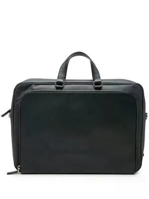 Prada 2013-2026 Saffiano Cuir Travel Front Zip Pocket Briefcase Business Bag - Black