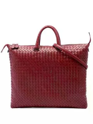Bottega Veneta 2012-2026 Maxi Nappa Intrecciato Convertible Tote Satchel - Red