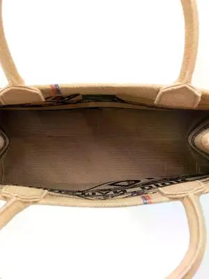 Dior 2022 Jute Embroidered Book Tote Bag - Neutrals
