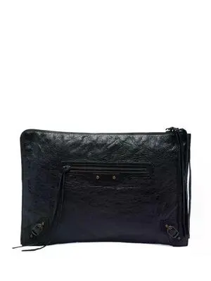 Balenciaga 2016 Lambskin Motocross Classic Flat Clutch Bag - Black