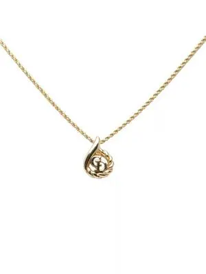 Dior Tone Plated Cd Logo Water Drop Shape Pendant Necklace - Gold