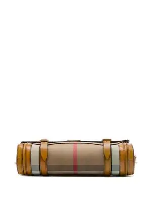 Burberry House Check Canvas And Leather Trimmed Bridle Crossbody Bag