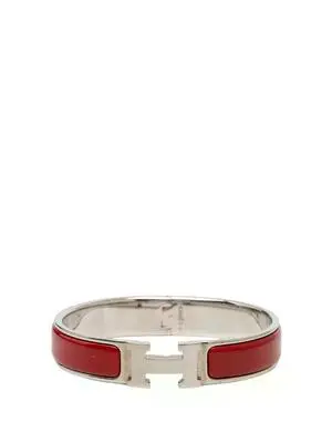 Hermès 2000-2026 Narrow Enamel Clic H Bracelet Pm Costume Earrings - Red