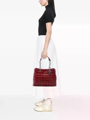 Dior Patent Cannage Lady Shopping Tote Bag - Red