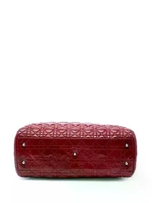 Dior Patent Cannage Lady Shopping Tote Bag - Red