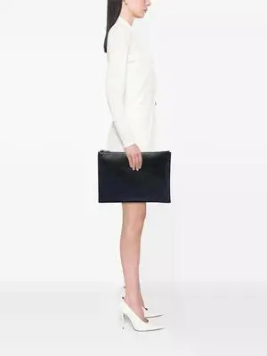 Saint Laurent 2021 Croc Embossed Leather Monogram Document Holder Clutch Bag