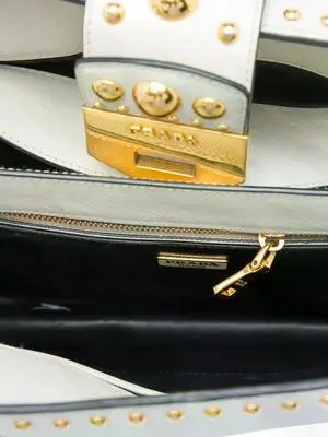 Prada 2010-2026 Studded Saffiano Turnlock Handbag