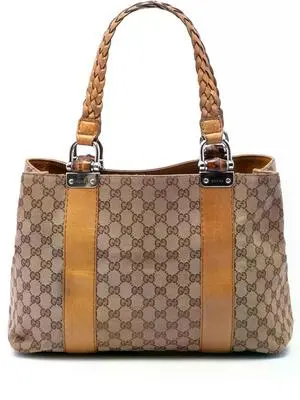 Gucci 2016-2026 Medium Gg Canvas Bamboo Libeccio Tote Bag - Neutrals