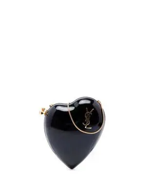 Saint Laurent Patent Heart Box Chain Crossbody Bag - Black