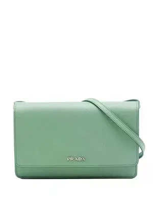 Prada 2010-2026 Saffiano Wallet On Strap Crossbody Bag - Green