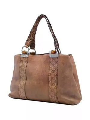 Gucci 2016-2026 Medium Guccissima Trimmed Calfskin Bamboo Libeccio Tote Bag