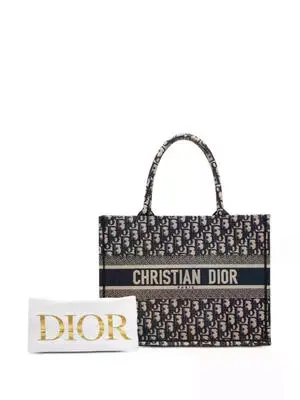Dior 2021 Medium Oblique Embroidered Canvas Book Tote Bag