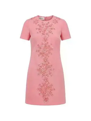 Valentino Garavani Sequin-embellished Floral-appliqué Dress - Pink