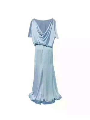 ALESSANDRO LEGORA Cowl-back Satin-finish Maxi Dress - Blue