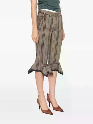 VIVIENNE WESTWOOD Checked-pattern Ruffled Crop Trousers