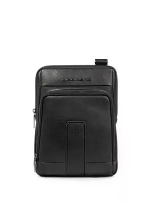 PIQUADRO Logo-plaque Leather Backpack - Black