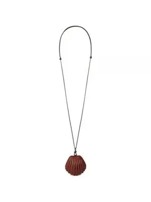 LEMAIRE Shell Mirror Pendant In Patinated Calfskin - Brown