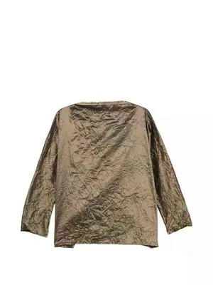 DANIELA GREGIS Crinkled High Neck Long Sleeve Blouse