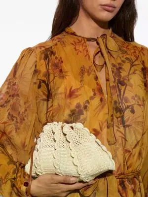 Ulla Johnson Adria Small Ruffled Crochet Clutch Bag