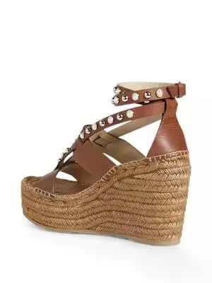 JIMMY CHOO Danica Studded Leather Espadrille Sandals