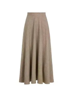 Oscar De La Renta Plaid A-line Midi Skirt - Neutrals