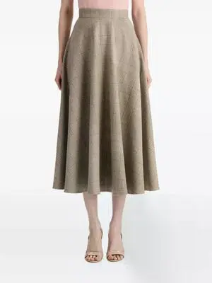 Oscar De La Renta Plaid A-line Midi Skirt